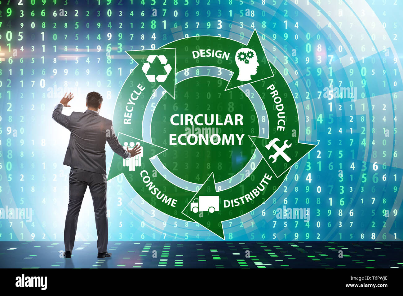 Concept of circular economy with businessman Stock Photo - Alamy