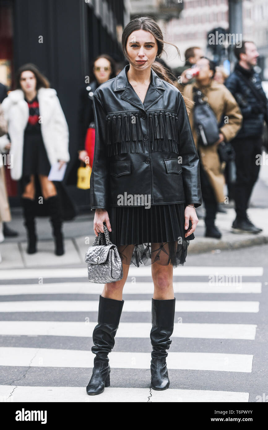 Milan, Italy - February 23, 2019: Street style – Influencer Mary Leest ...