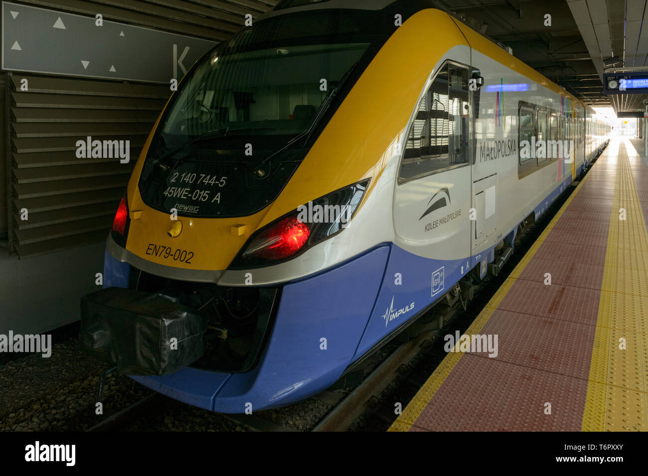 A LEO Express Train stopped at Krakow Airport Train Station in Poland ...