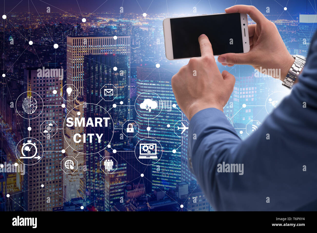 Smart city in innovation concept Stock Photo - Alamy