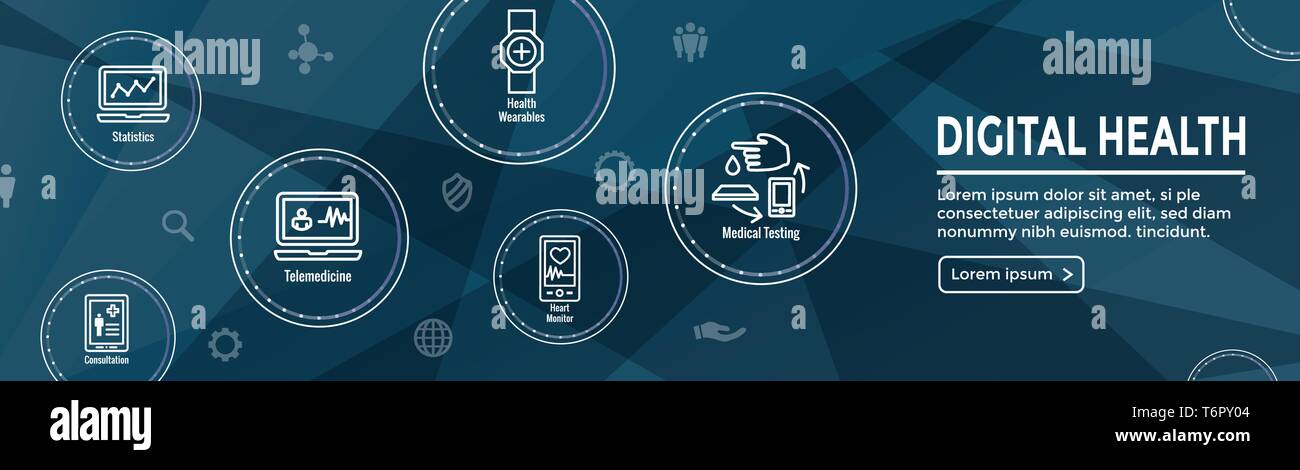 Digital Health Icon Set - Wearable Technology Web Header Banner Stock ...