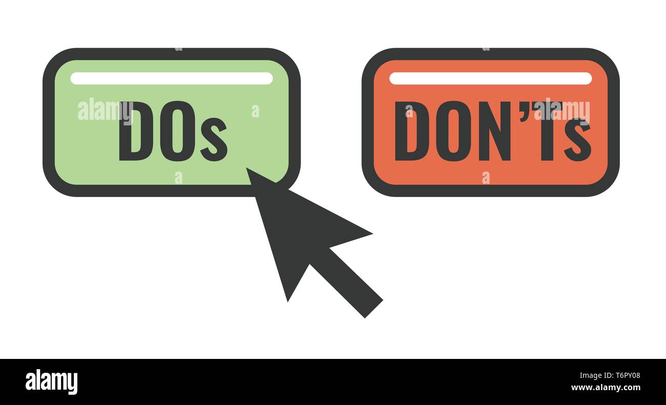 Do's and Don't or Good and Bad Icons with Positive and Negative Symbols ...