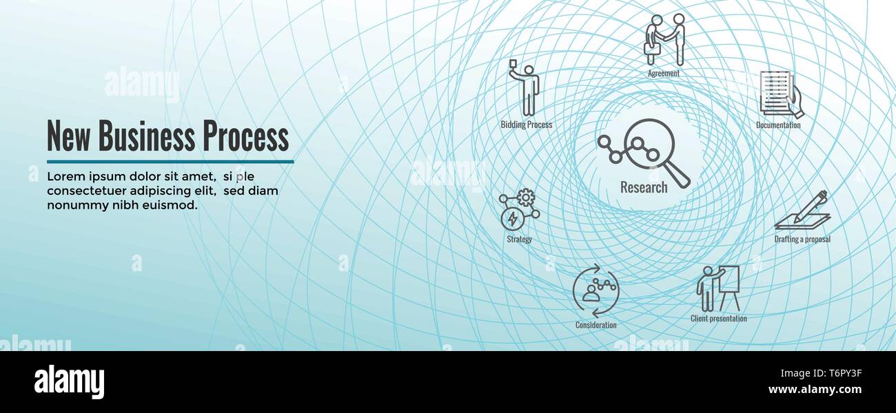 New Business Process Web Header Banner & Icon Set Stock Vector Image ...