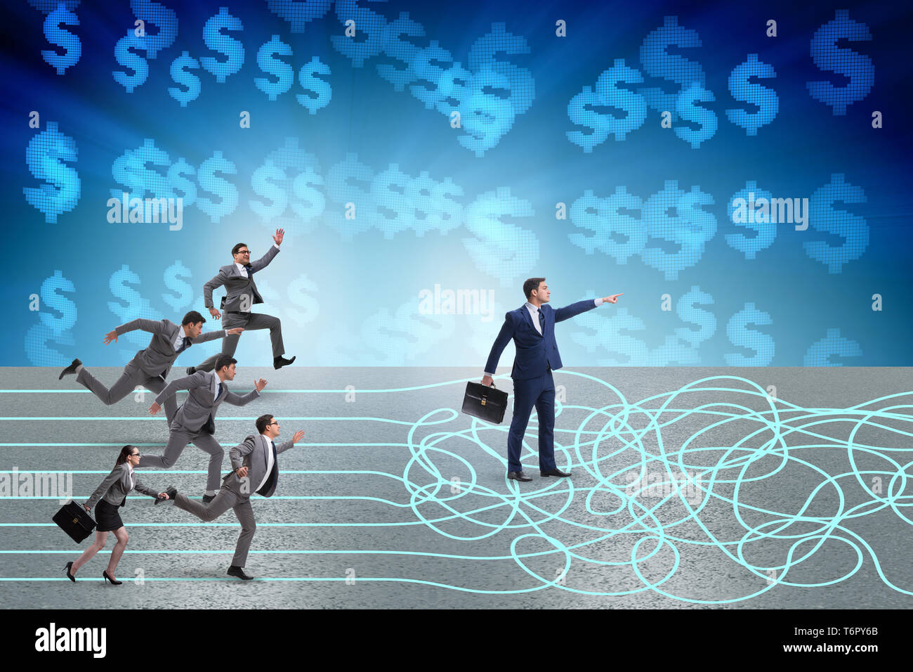 Business people in uncertainty concept Stock Photo - Alamy