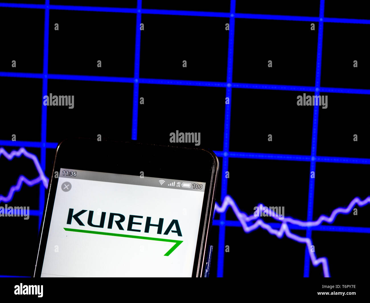 In this photo illustration a Kureha Corporation logo seen displayed on ...
