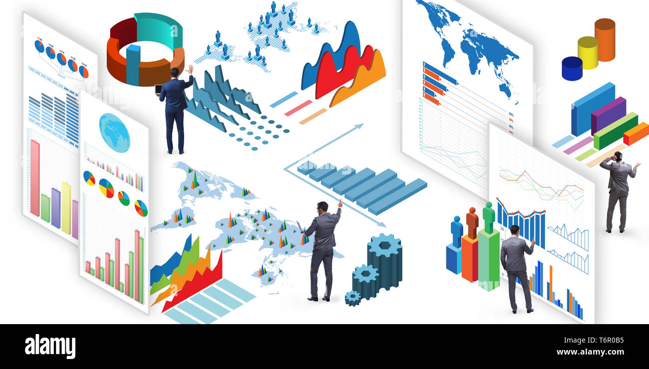 Businessman in business visualization and infographics concept Stock ...