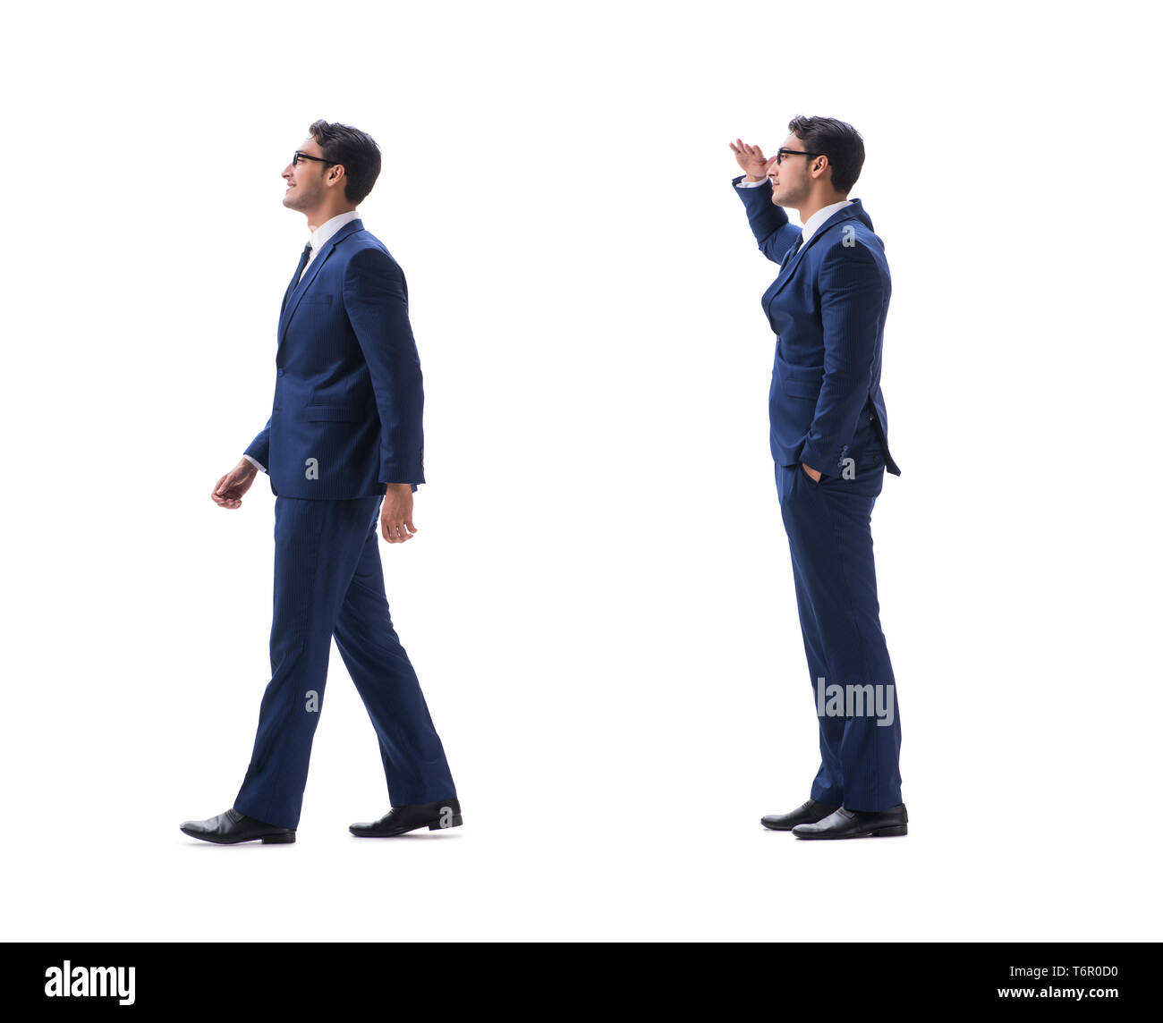 Businessman walking standing side view isolated on white backgro Stock ...