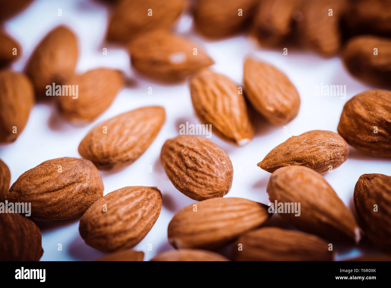 Almond on white background close up. Raw Natural Organic Almonds Nuts ...