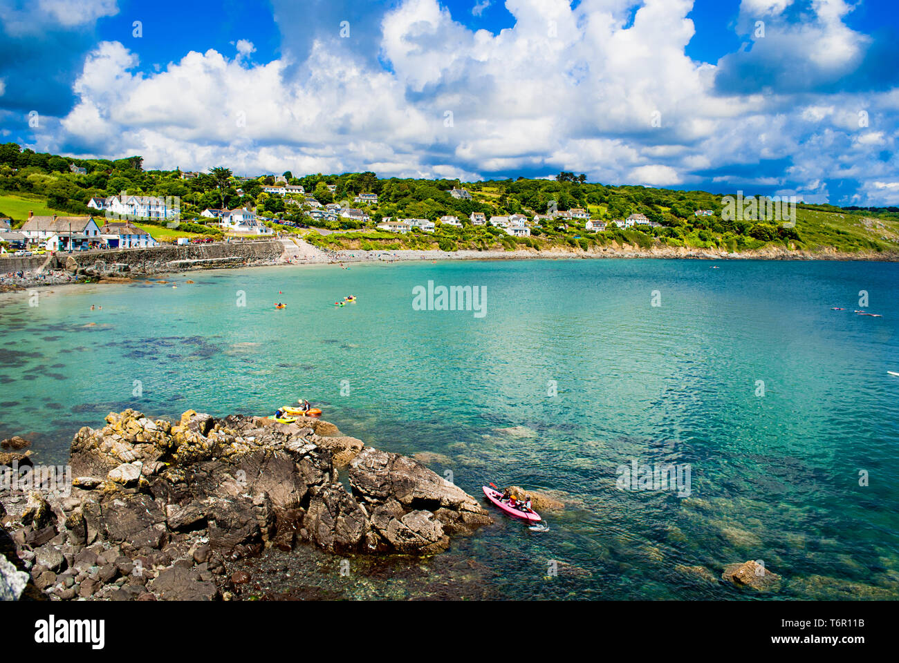 The beautiful village of Coverack, Cornwall in the UK on a summer's day ...