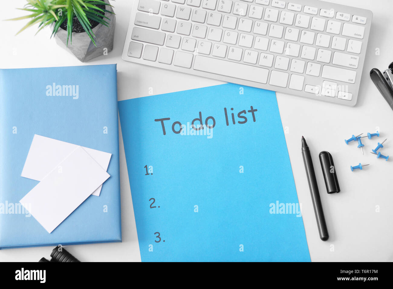 Composition with empty to-do list on white background Stock Photo - Alamy