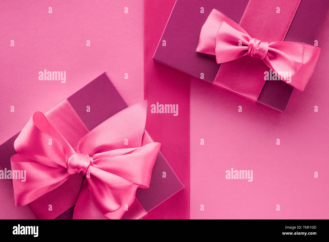 Baby shower girl, celebration, present concept - Pink gift boxes ...