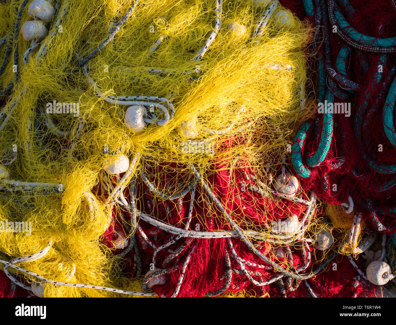 Colorful fishing net top view outdoors Stock Photo - Alamy