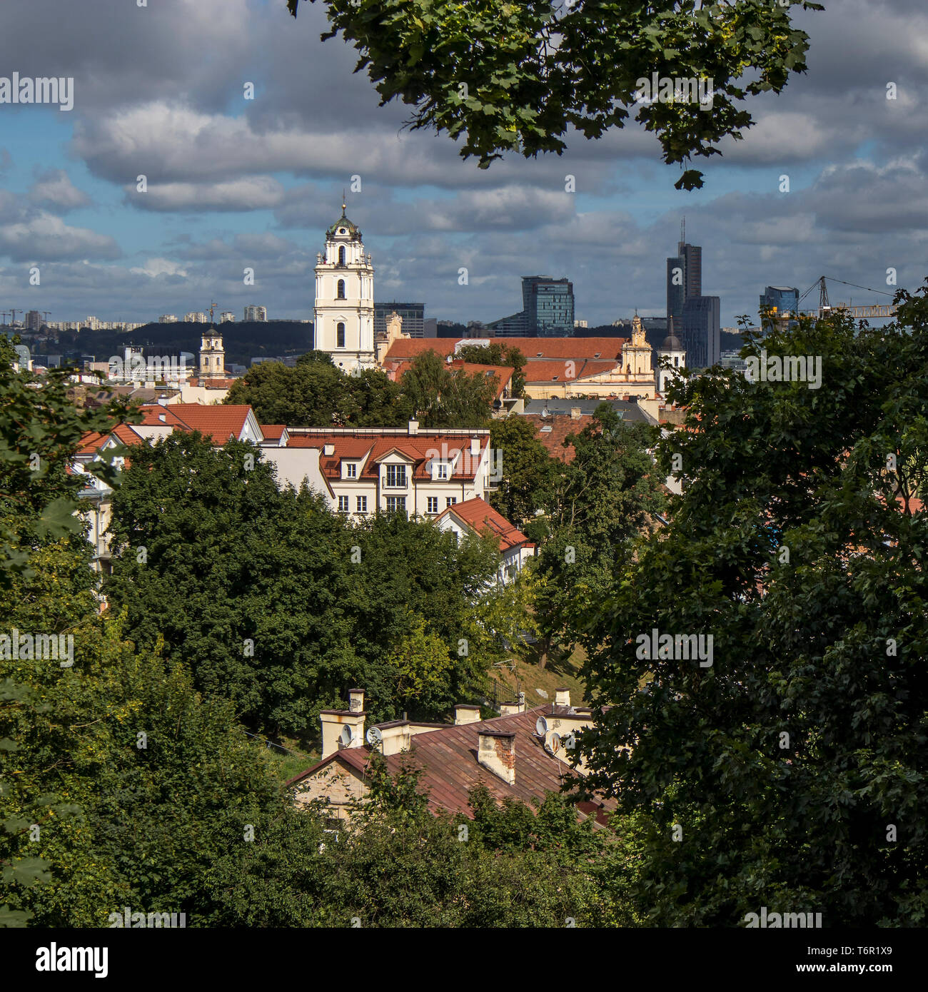 Vilnius, Lithuania - April 16, 2019 . Aerial view of the city from ...