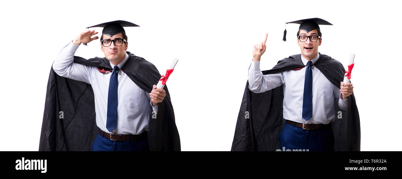 Student graduate isolated on white background Stock Photo - Alamy
