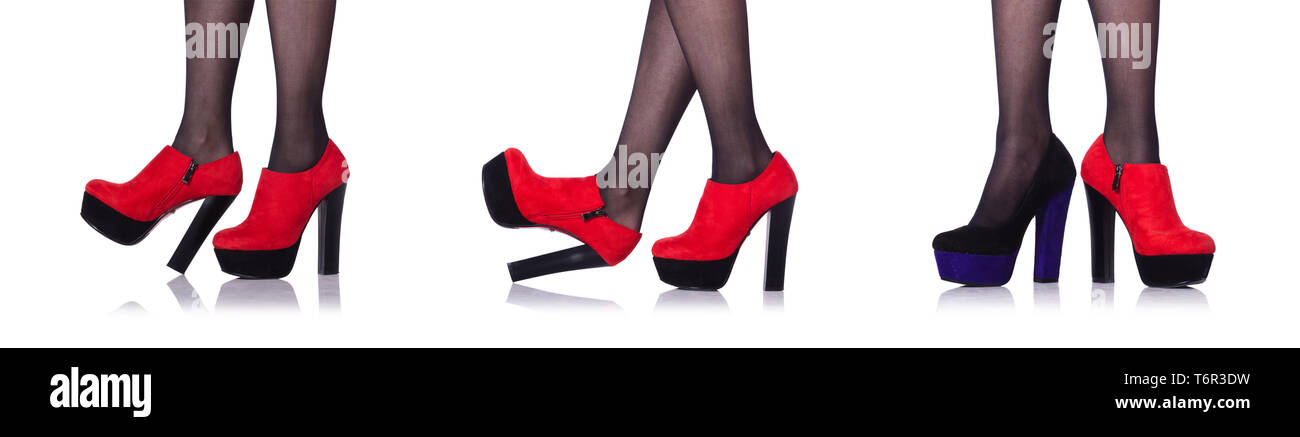 Woman legs with red shoes isolated on the white Stock Photo - Alamy