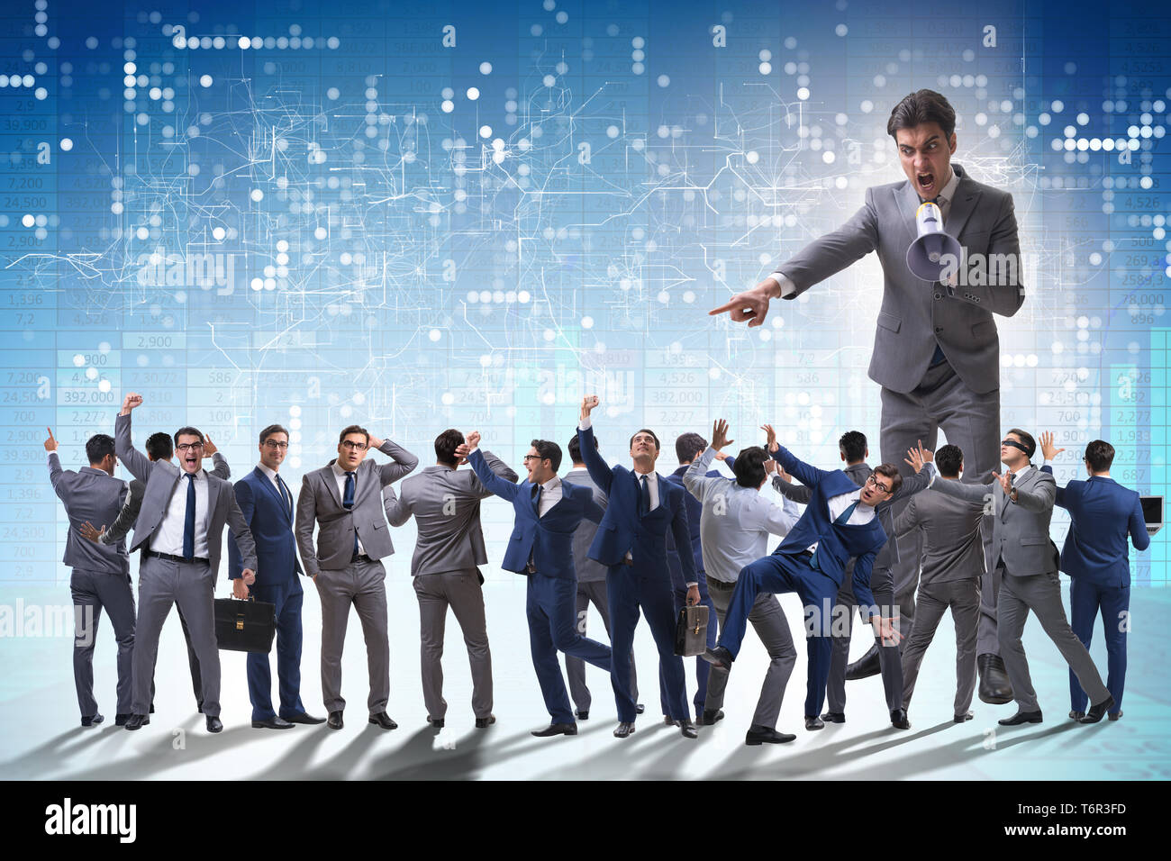 Concept of angry boss yelling with loudspeaker Stock Photo - Alamy