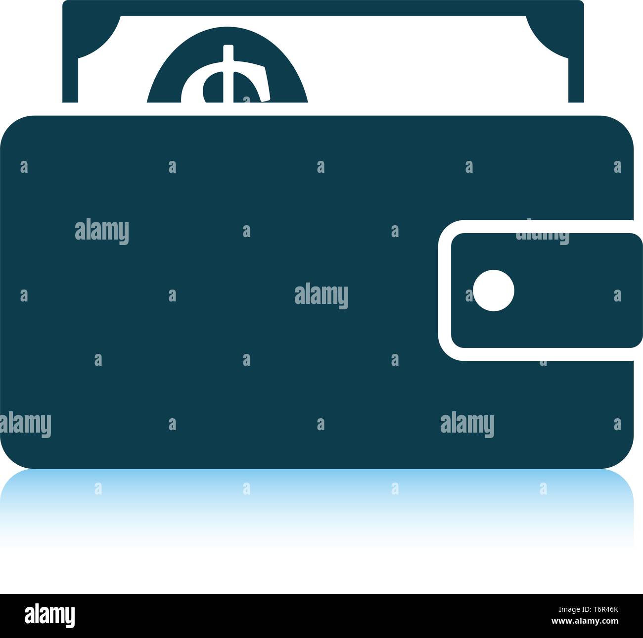 Wallet with cash icon. Shadow reflection design. Vector illustration ...