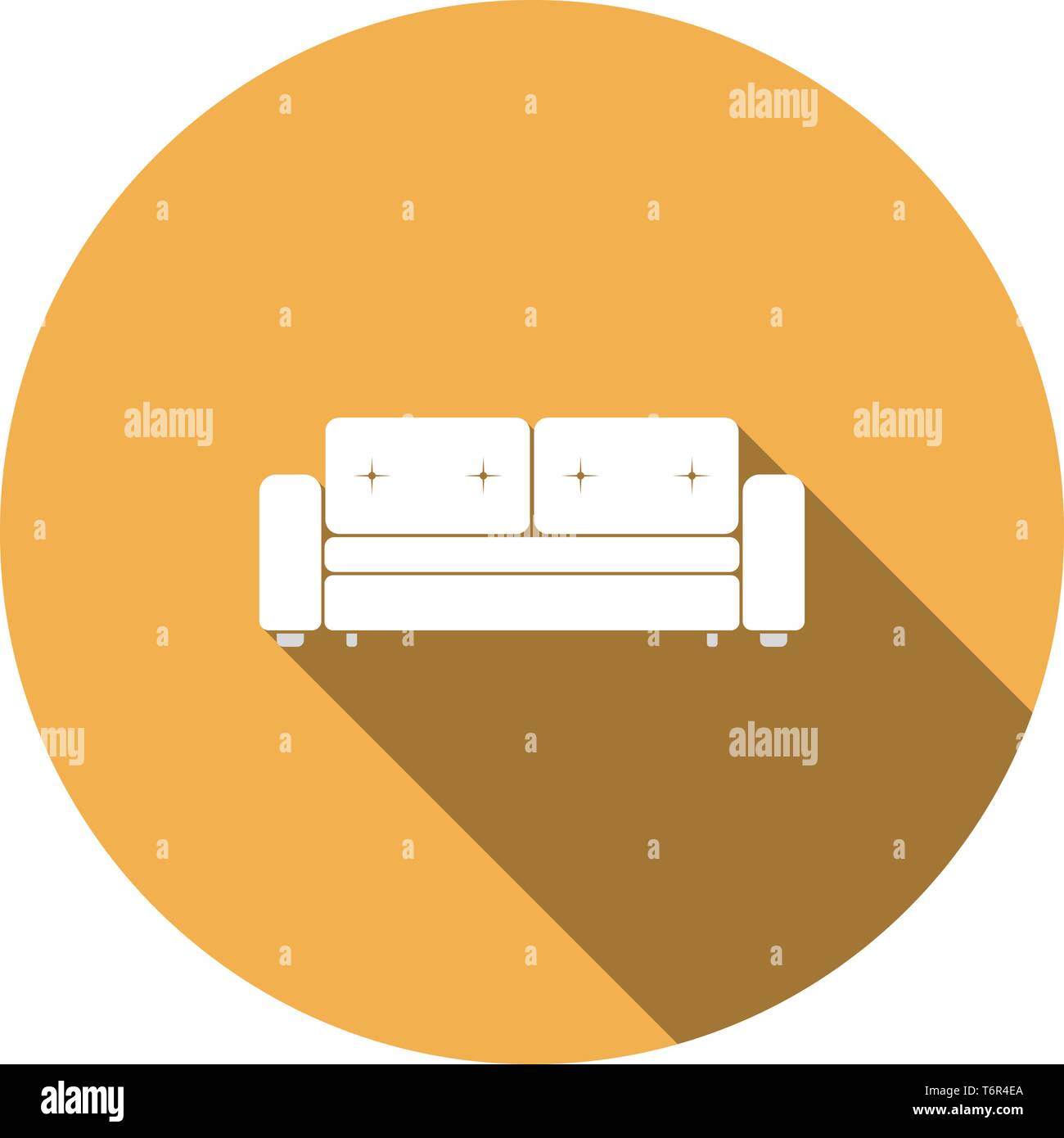 Home Sofa Icon. Flat Circle Stencil Design With Long Shadow. Vector ...