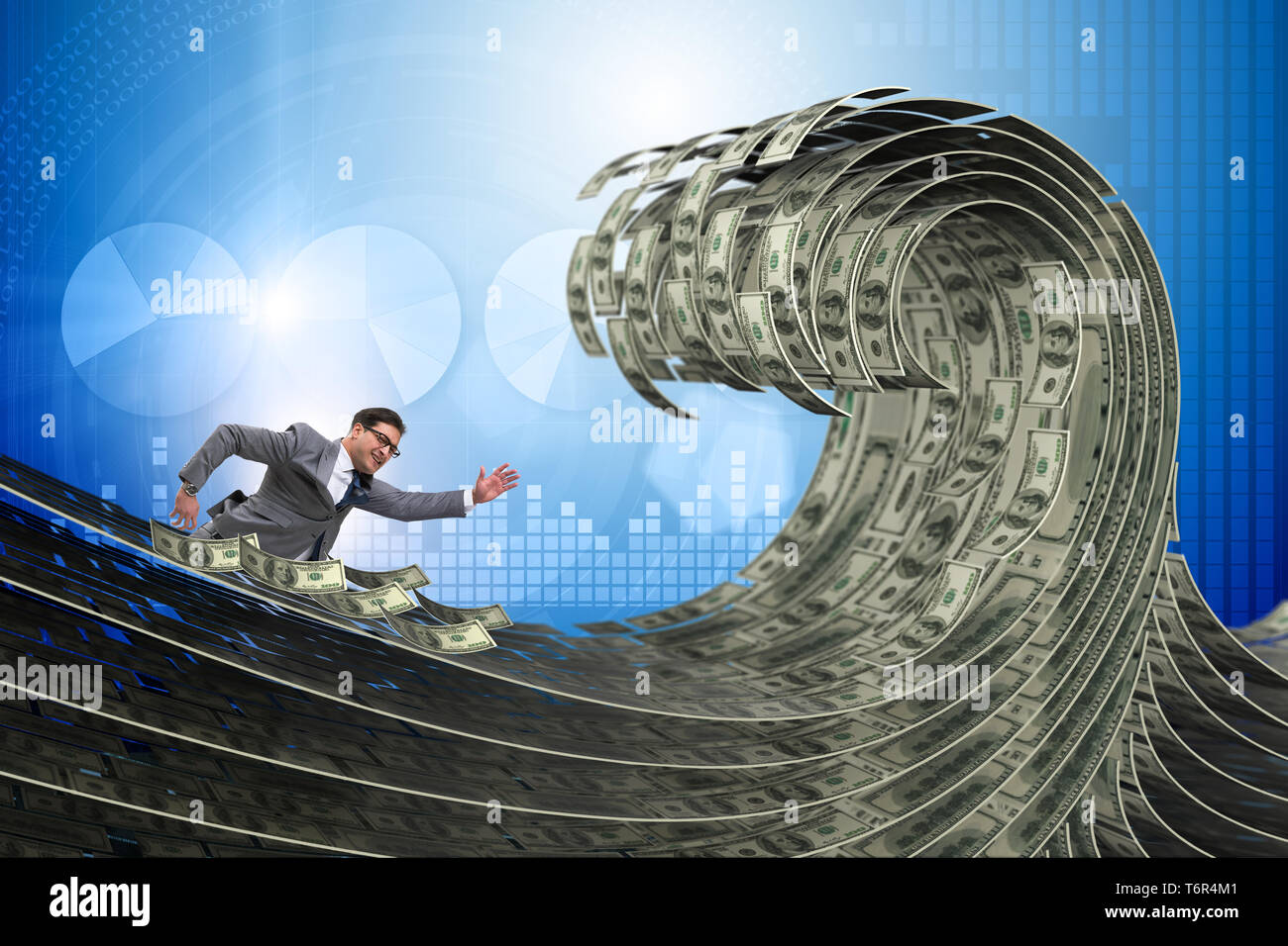 Businessman swimming in the sea of dollar money Stock Photo - Alamy