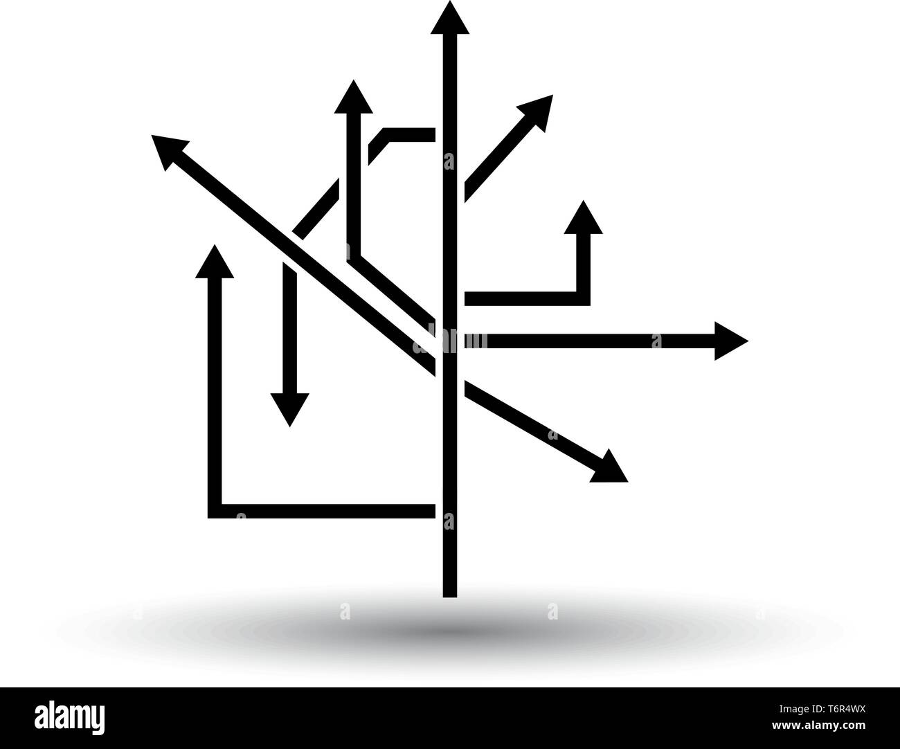 Direction Arrows Icon. Black on White Background With Shadow. Vector ...