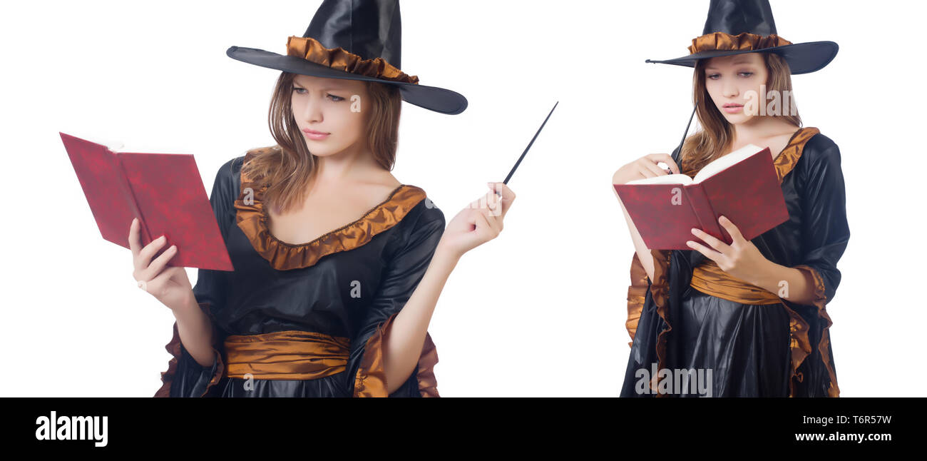 Witch reading magic book Cut Out Stock Images & Pictures - Alamy