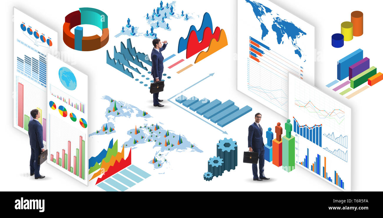 Businessman in business visualization and infographics concept Stock ...
