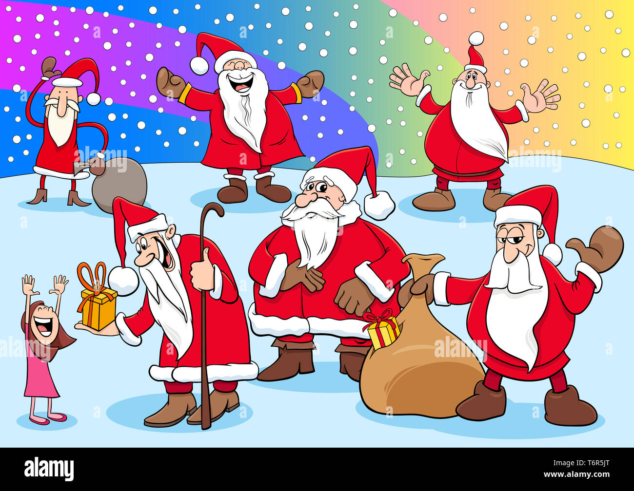 Christmas Santa Claus cartoon characters group Stock Photo - Alamy