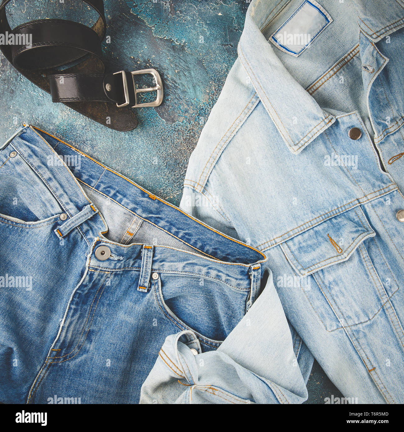 Denim fashion look Stock Photo - Alamy