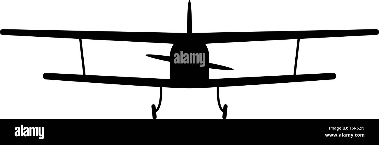 Airplane view with front Light aircraft civil Flying machine icon black ...