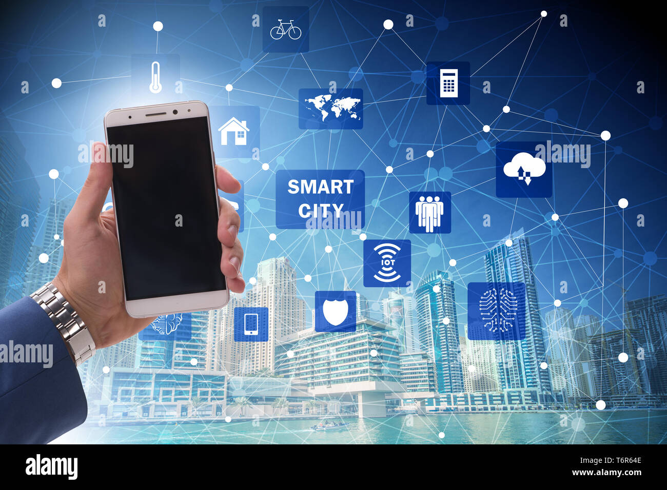 Smart city in innovation concept Stock Photo - Alamy