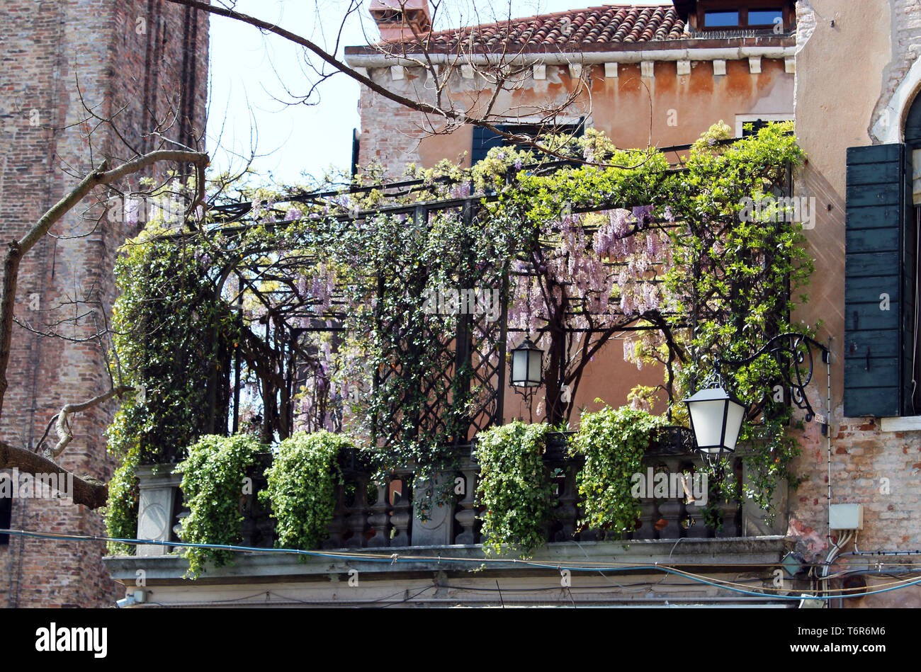 Balcony in Venice, Italy Stock Photo - Alamy