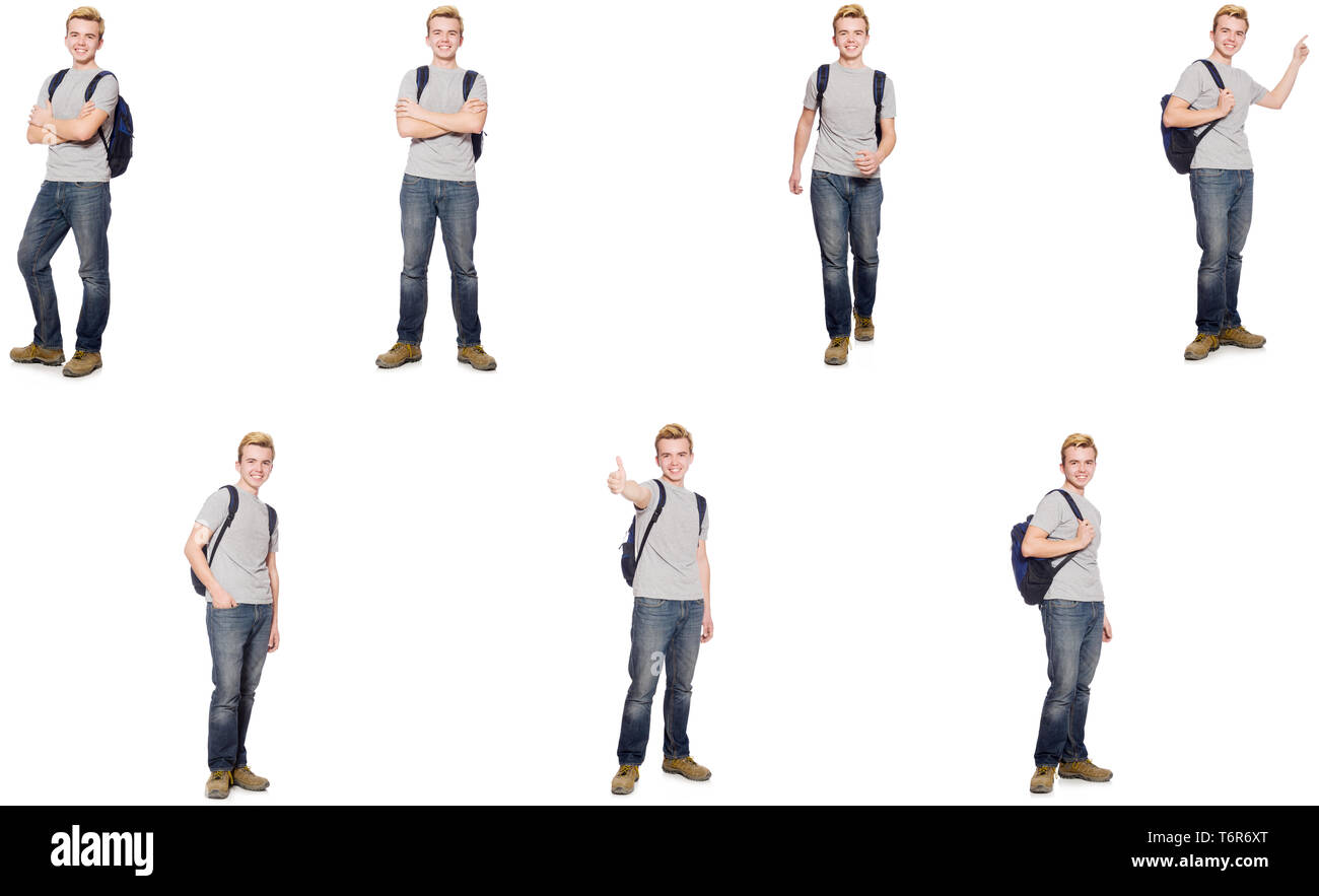 Young student isolated on white background Stock Photo - Alamy