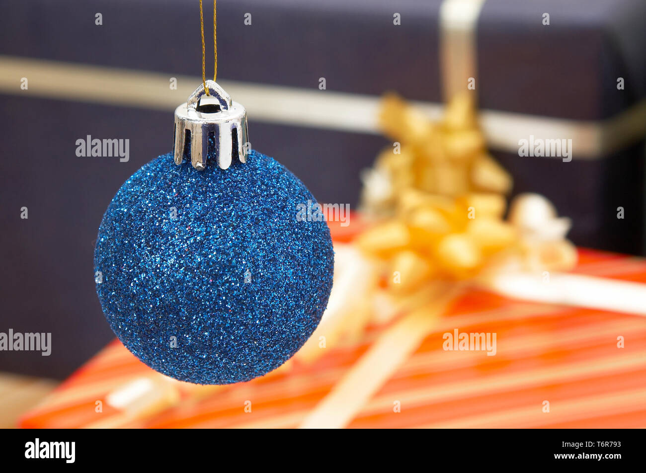 beatiful christmas ball with gifts, shallow dof Stock Photo - Alamy