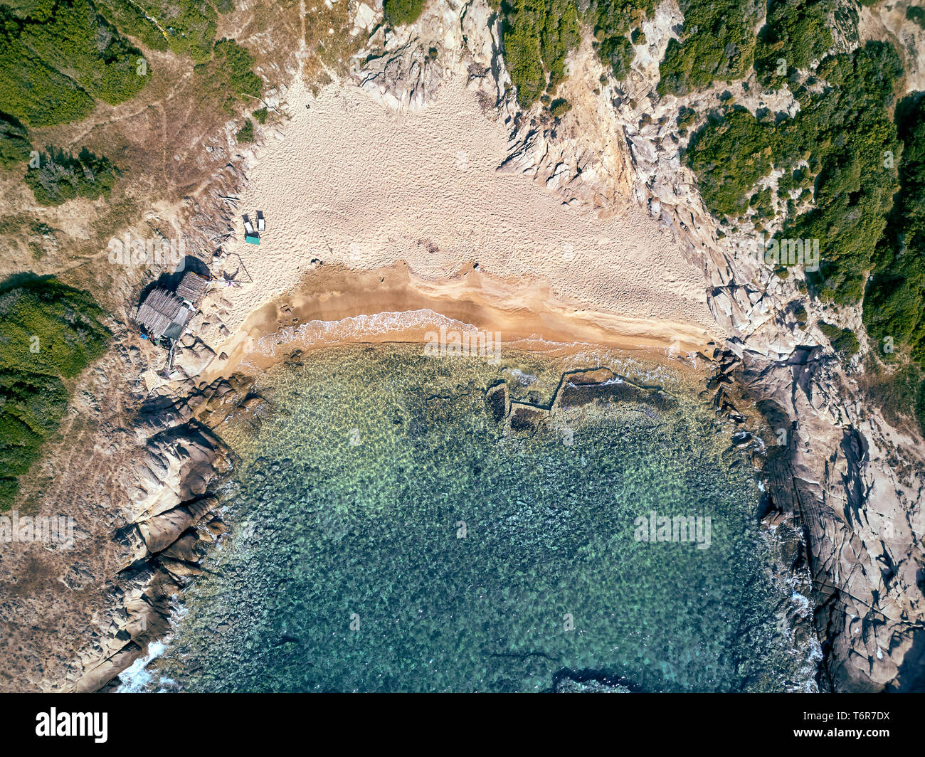 Beautiful beach top aerial view drone shot Stock Photo - Alamy