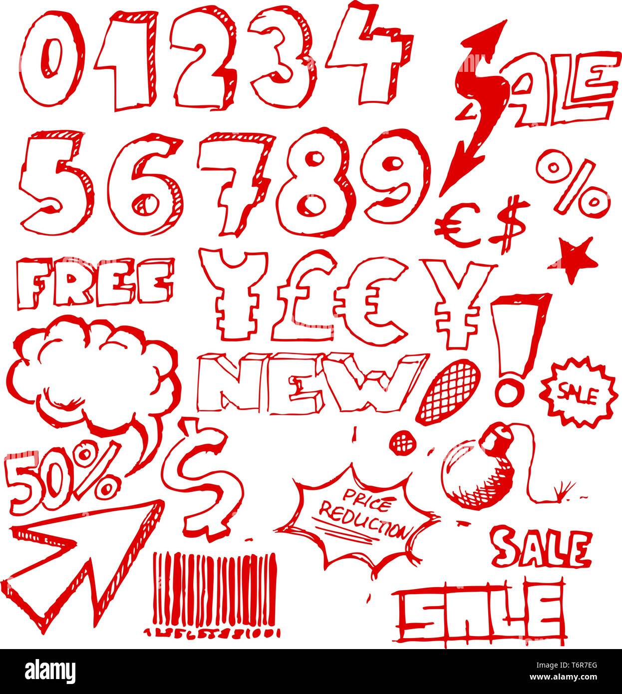 Set of doodle eshop / advert elements on white background Stock Vector ...