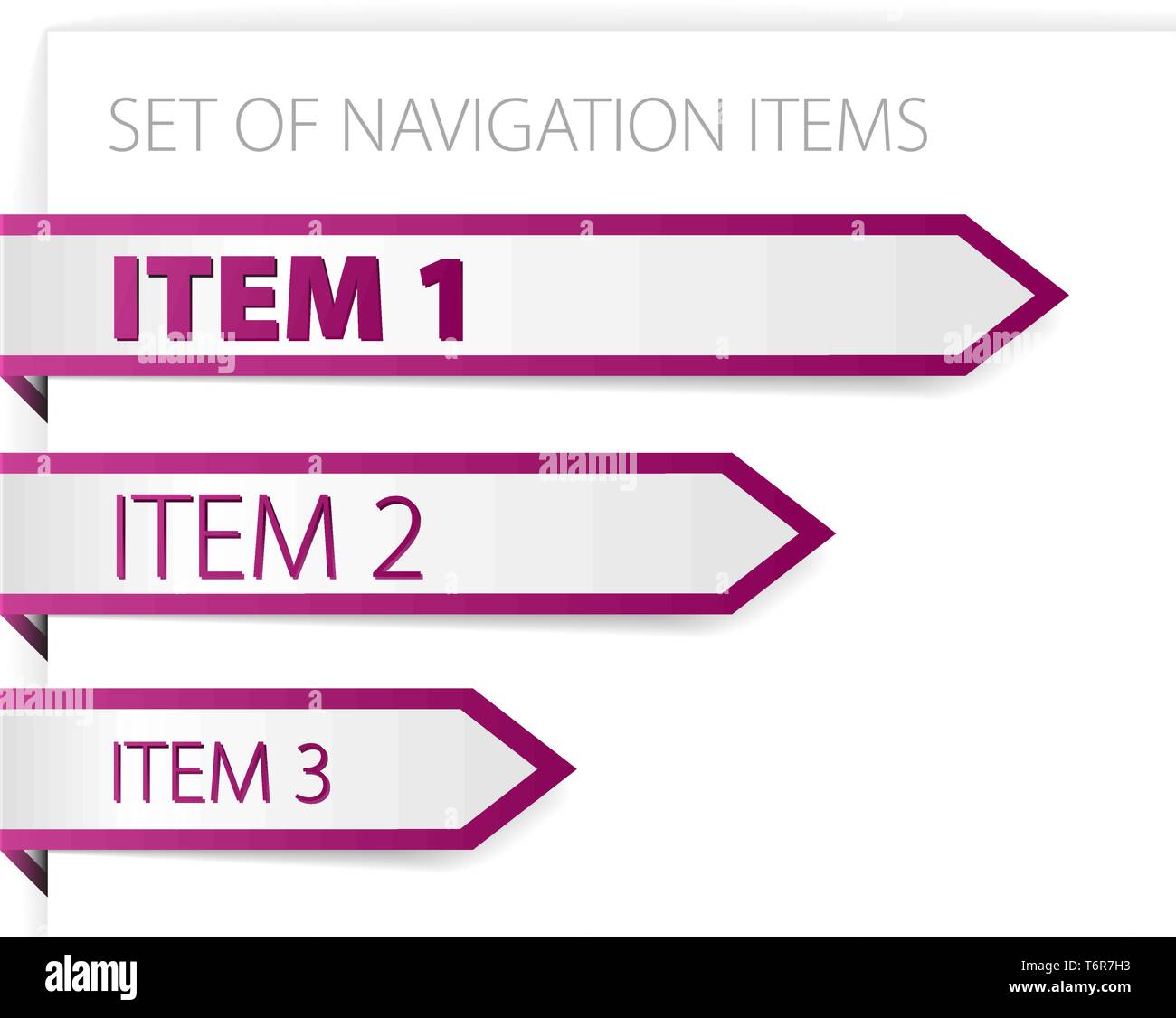 Purple paper arrows - modern navigation items on white background ...