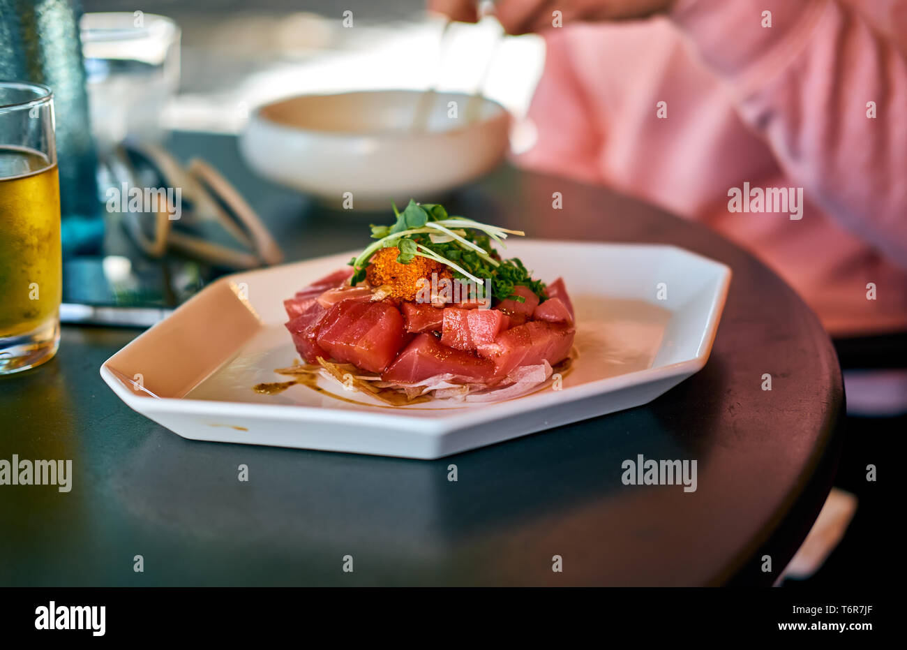 Hawaii poke bowl food plate Stock Photo - Alamy