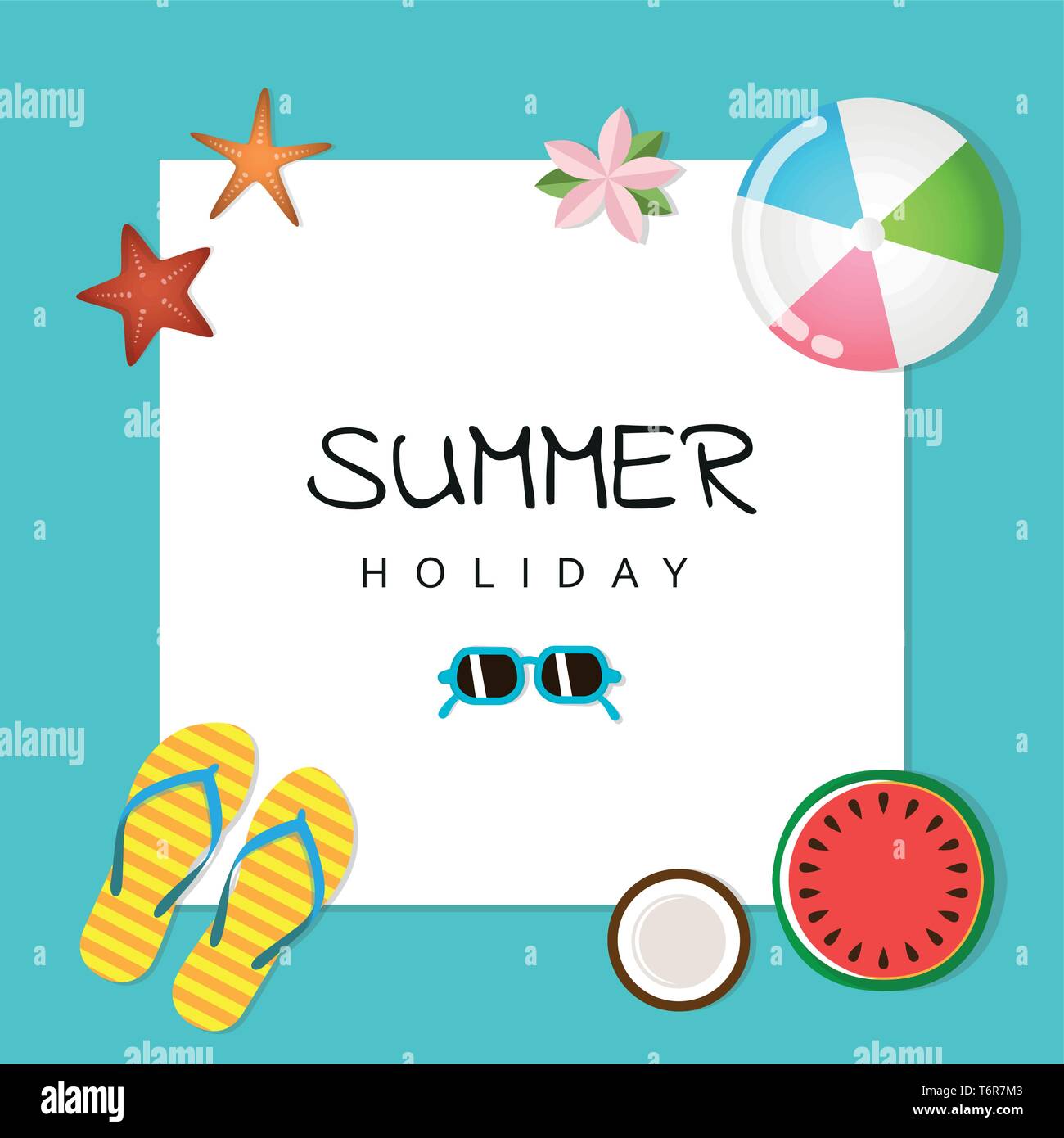 summer holiday design with sunglasses watermelon coconut flip flops ...