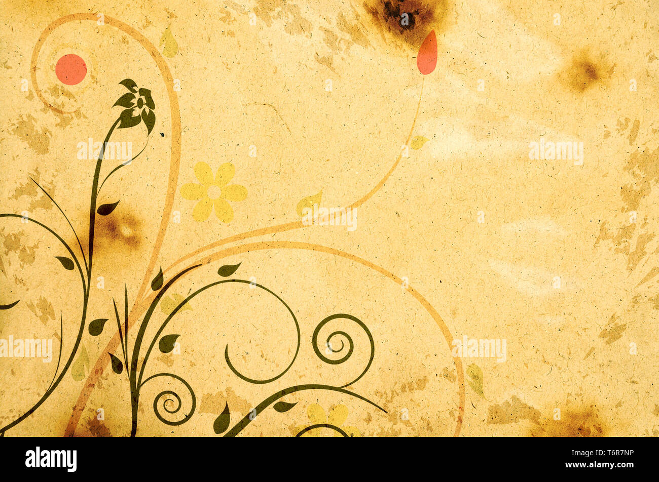 old paper texture with flower ornament designs Stock Photo - Alamy