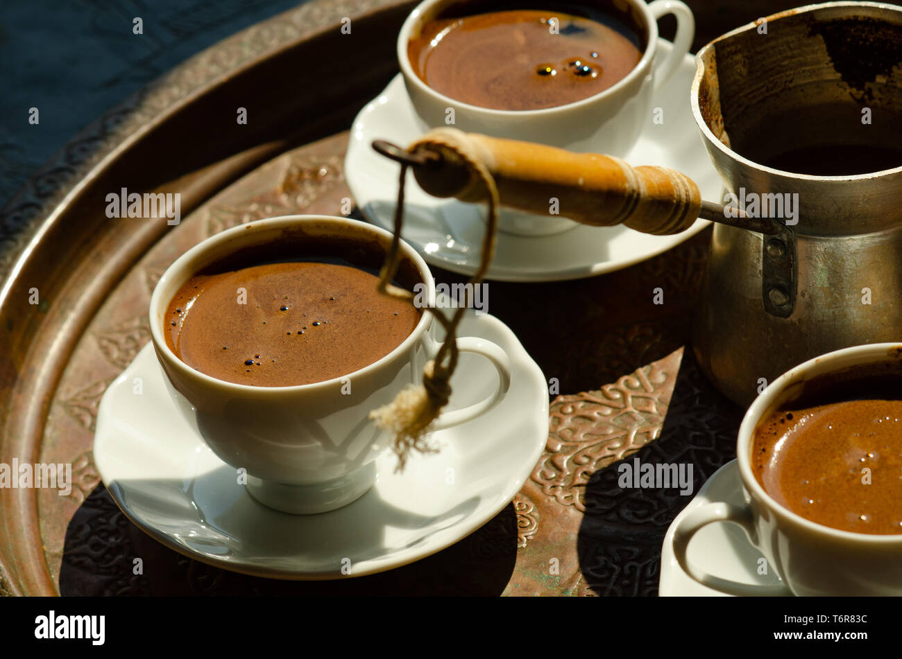Traditional tray of Arabic or Turkish style coffee Stock Photo - Alamy