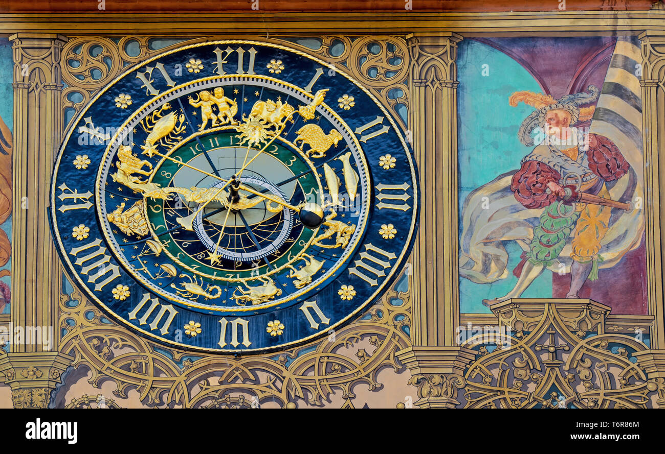 Ulm, astronomical clock at the City Hall Stock Photo - Alamy