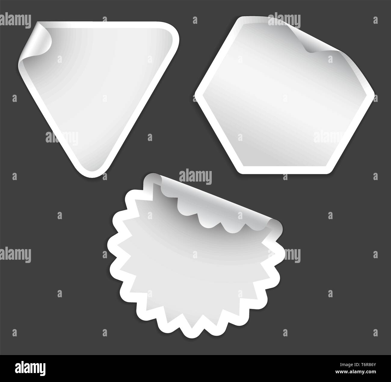 Pure white labels and stickers with borders on dark background Stock ...