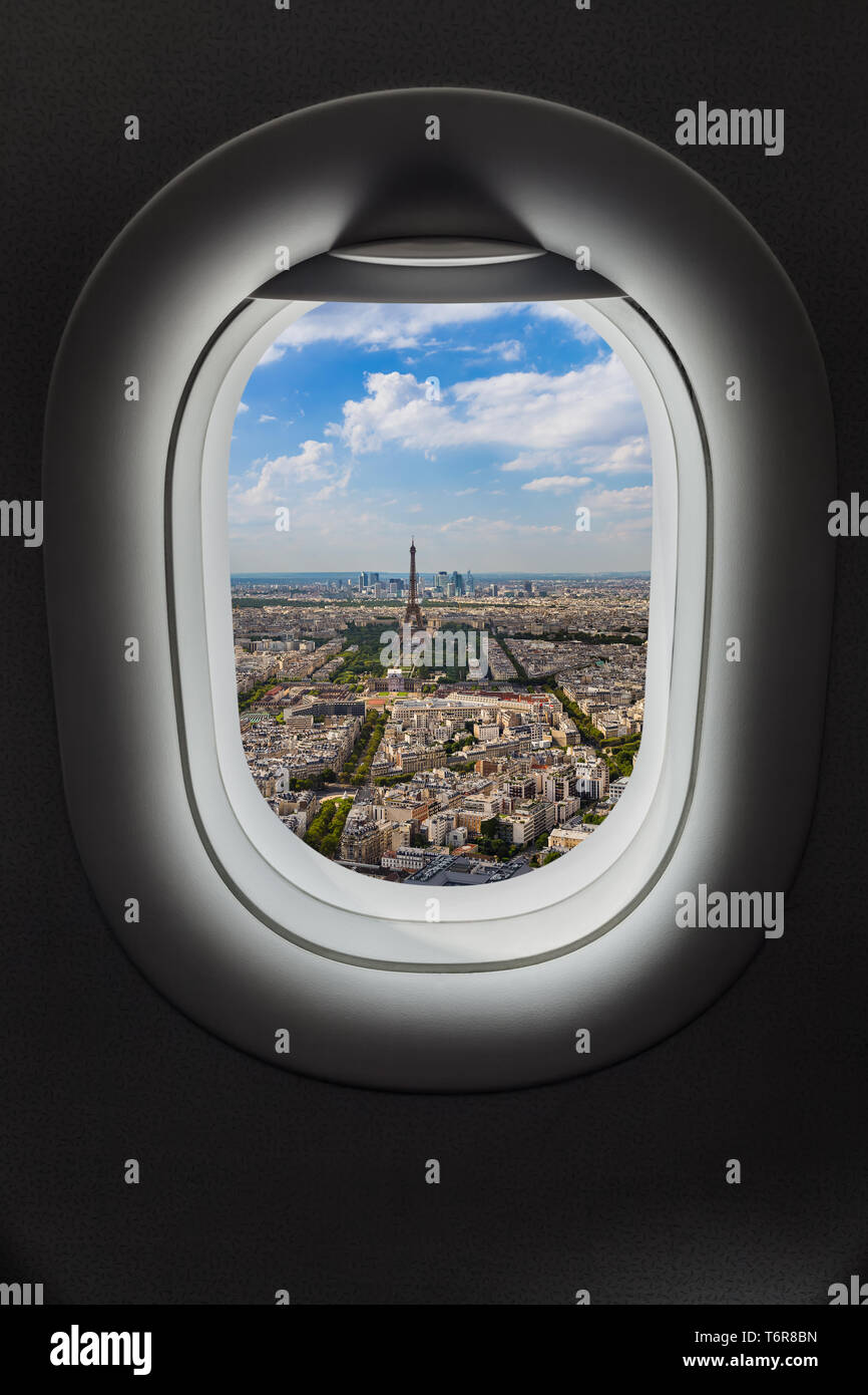 Paris France in airplane window Stock Photo - Alamy