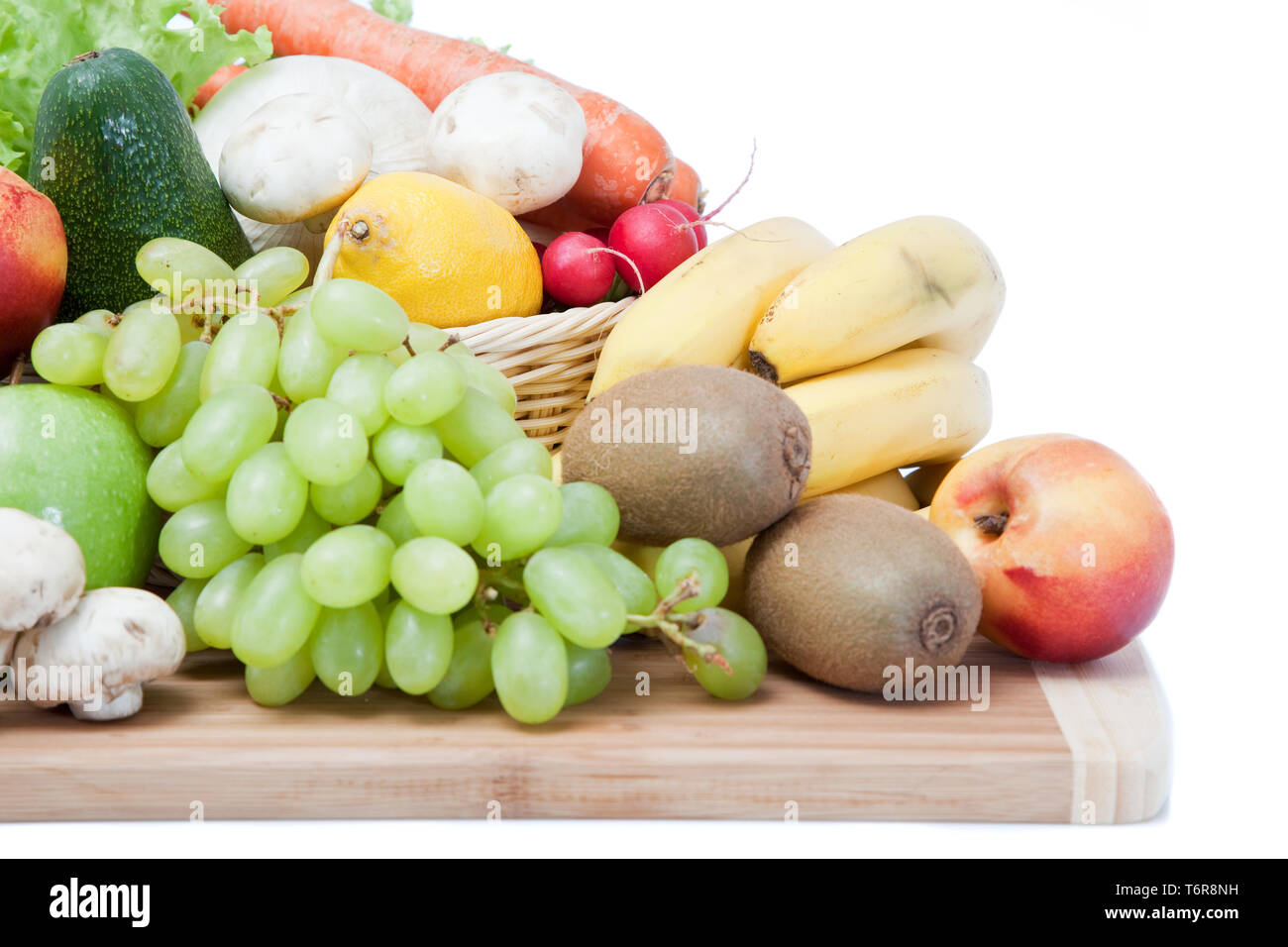 lots fruits and vegetables close up on white Stock Photo - Alamy