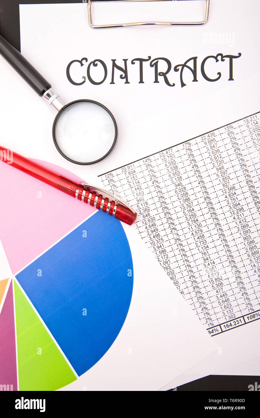 business contract form with colorful graph charts Stock Photo - Alamy