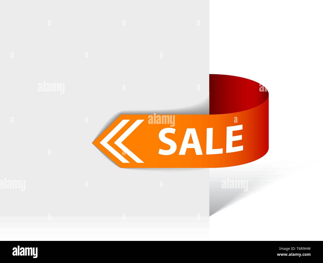 Sale red and orange corner ribbon - arrow pointing at the item in ...