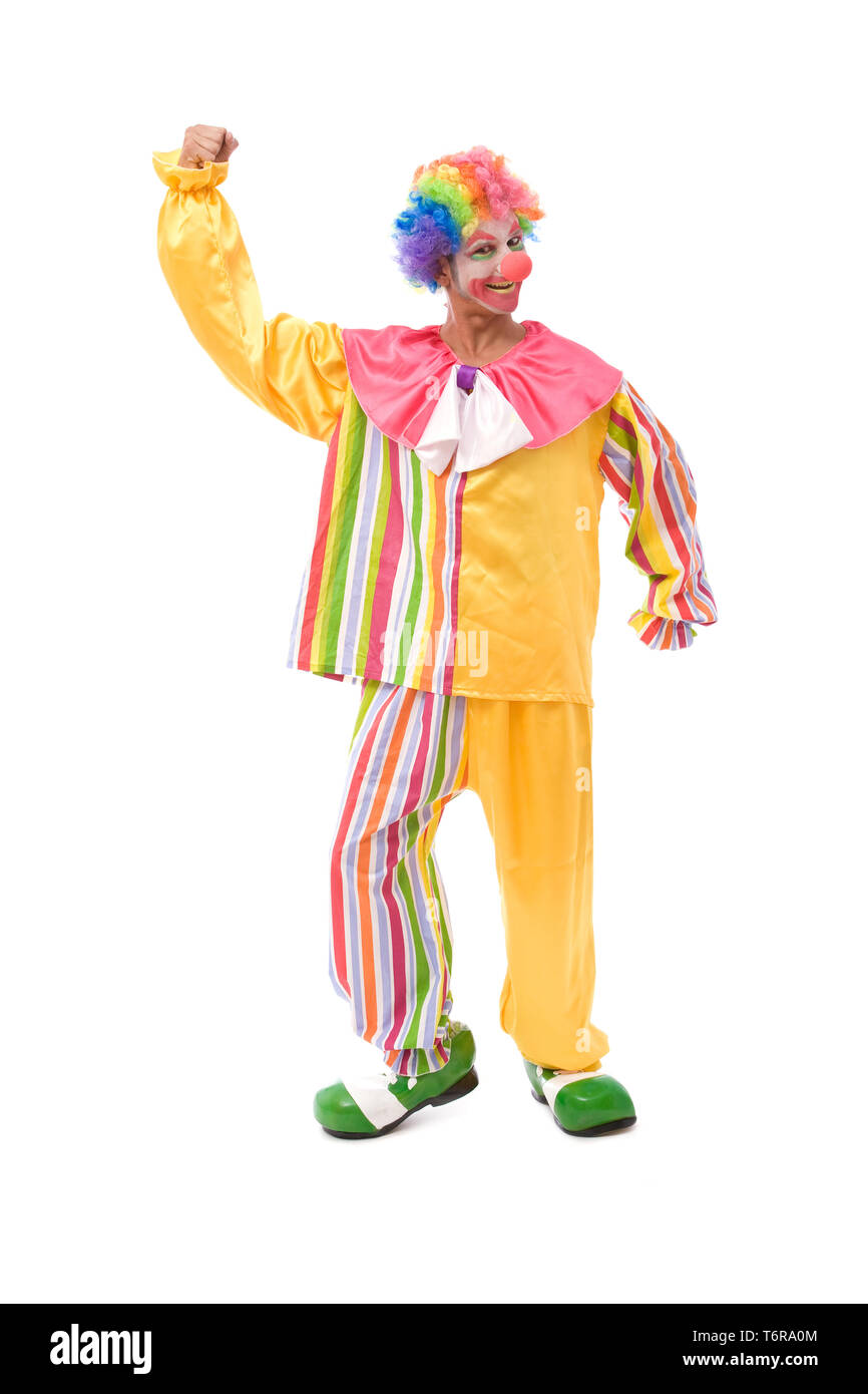 funny and colorful clown making a face on white Stock Photo - Alamy