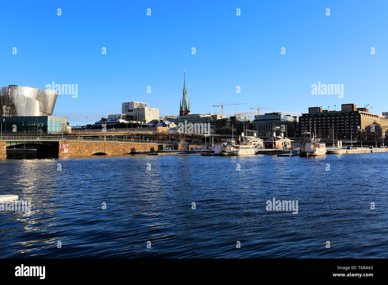 View over Lake Malaren to the city centre of Stockholm City, Sweden ...