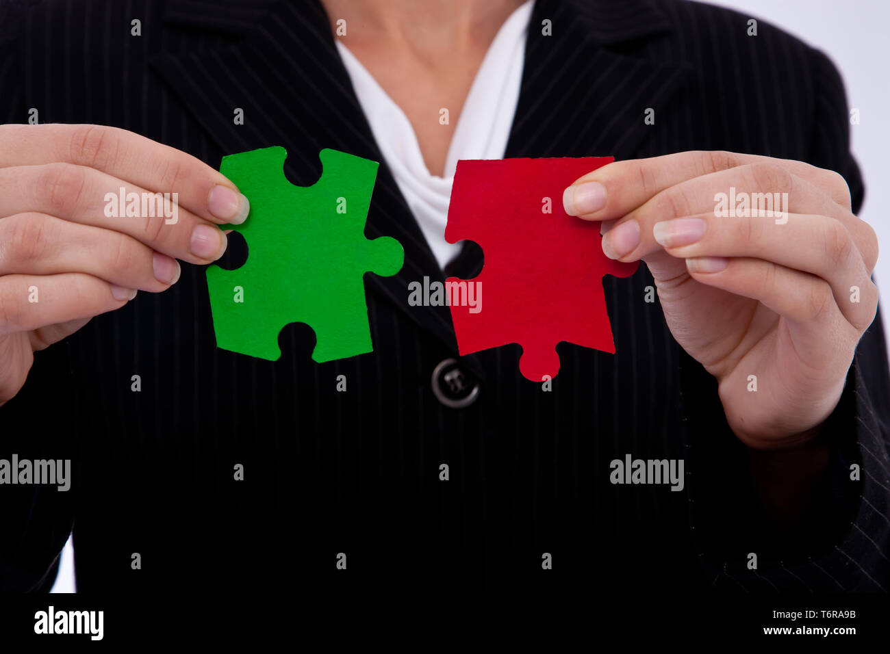 business strategy concept with puzzle pieces and a businesswoman Stock ...