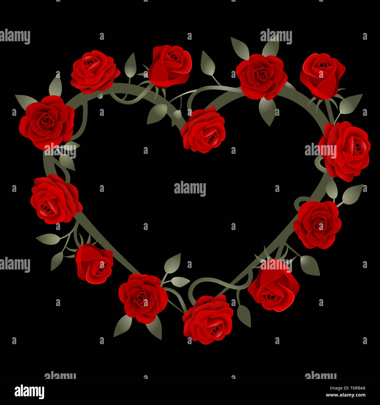 red roses decorative heart frame Stock Photo - Alamy